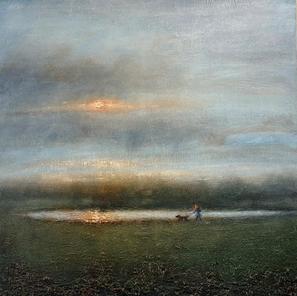 Alison Groom 'Rushmere Pond Cloudburst' oil over textured acrylic ...
