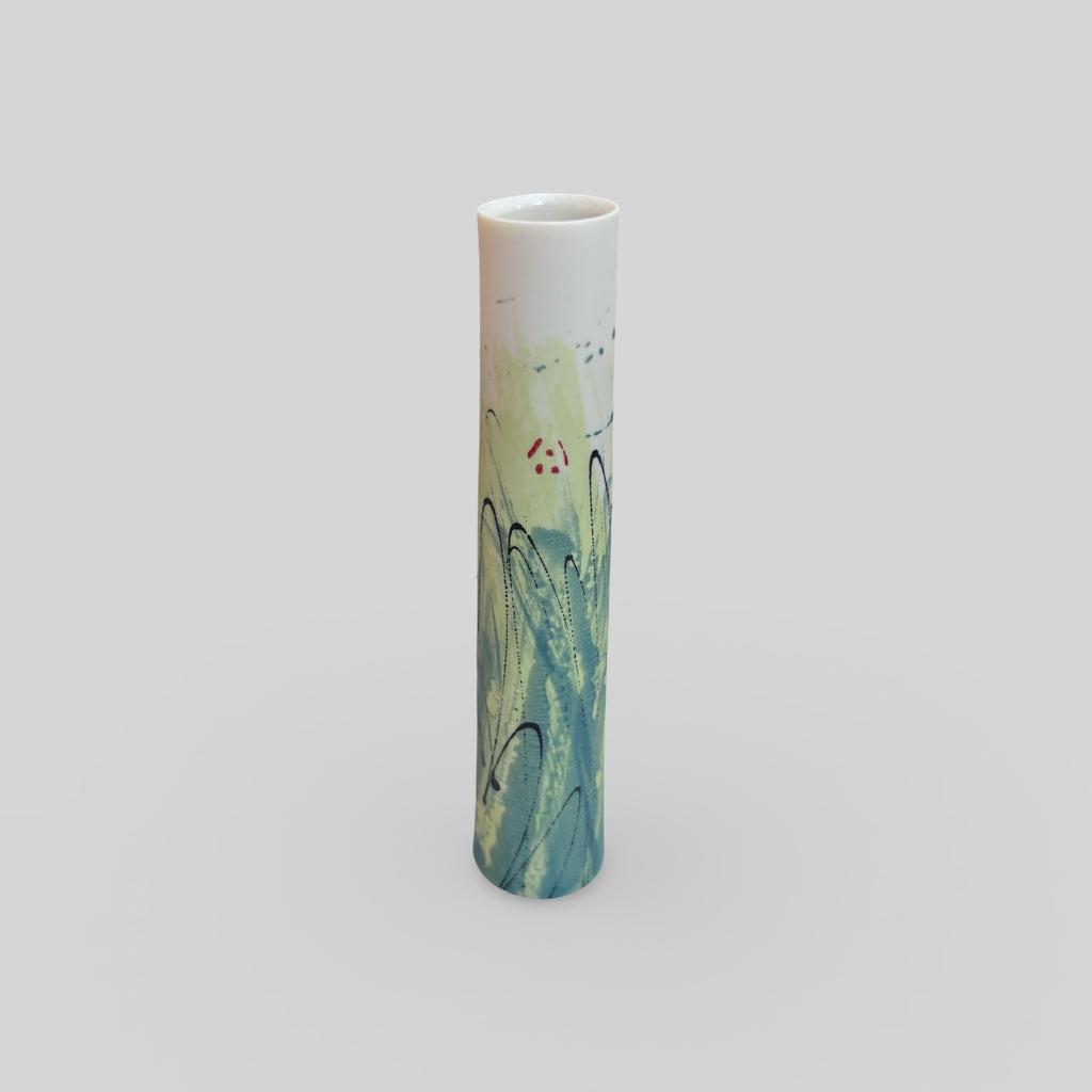 Alison Tomlin ‘Single Stem Vase (Monoprint Teal & Lime)’ AT4 porcelain ...